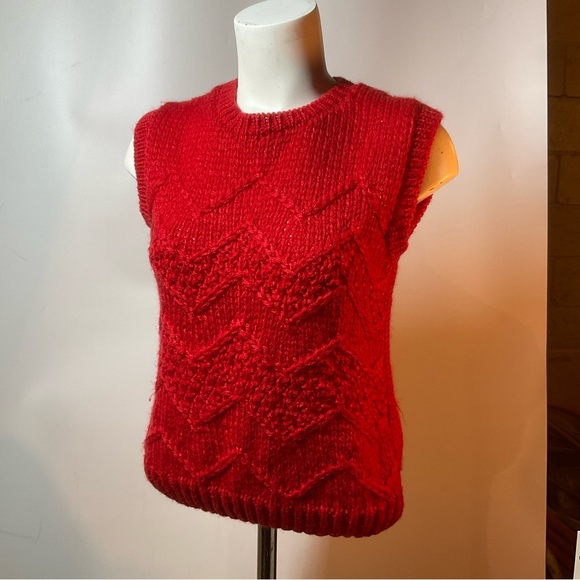 Sweaters | Vintage Sm Cherry Red Acrylic Cable Knit Womens Sweater Vest ...